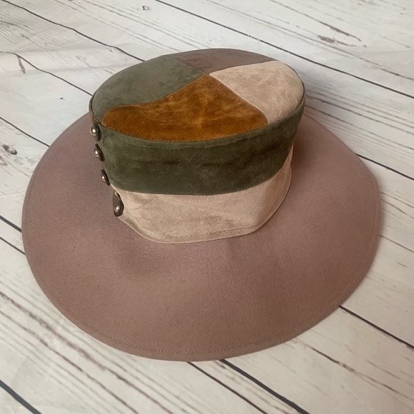 Vintage | Accessories | Vintage Whittall Shon Suede Patchwork Hat ...